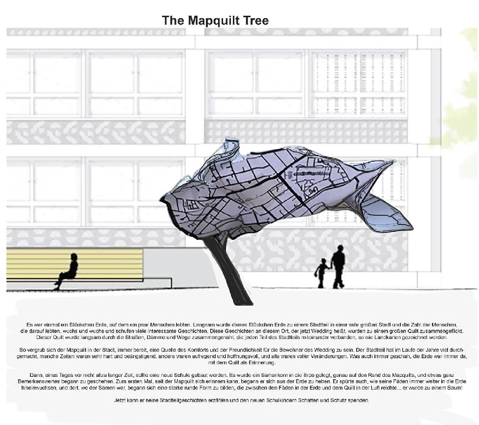 The Mapquilt Tree von Stephanie Imbeau - Kunst im Stadtraum